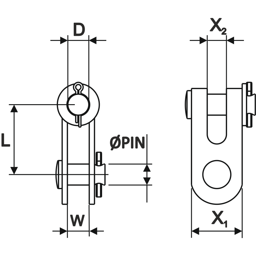 Double Jaw Toggle for ø8 mm wire application – Seldén Mast Inc