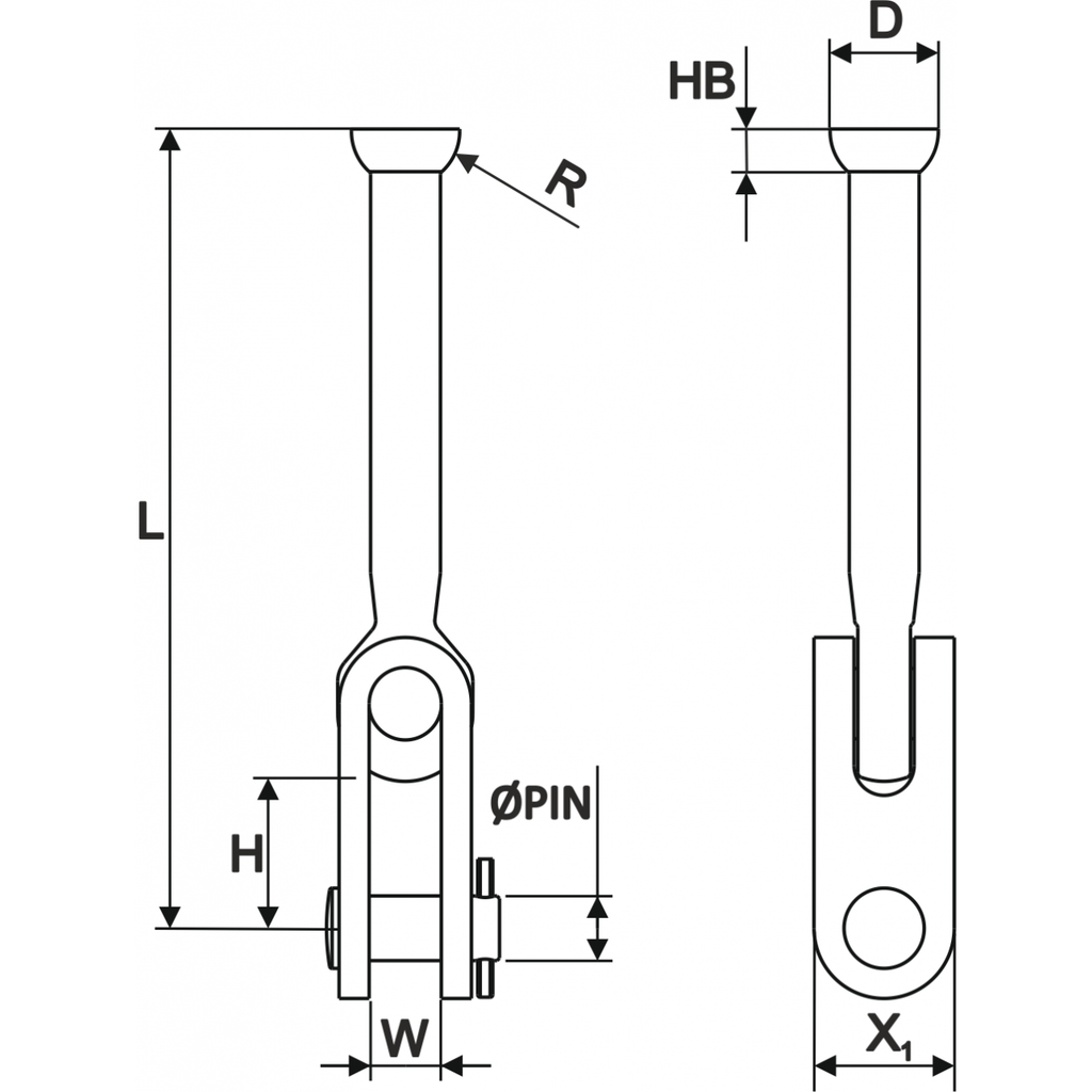 Stemball/eye toggle with jaw/jaw toggle, for ø5 mm headstays – Seldén ...